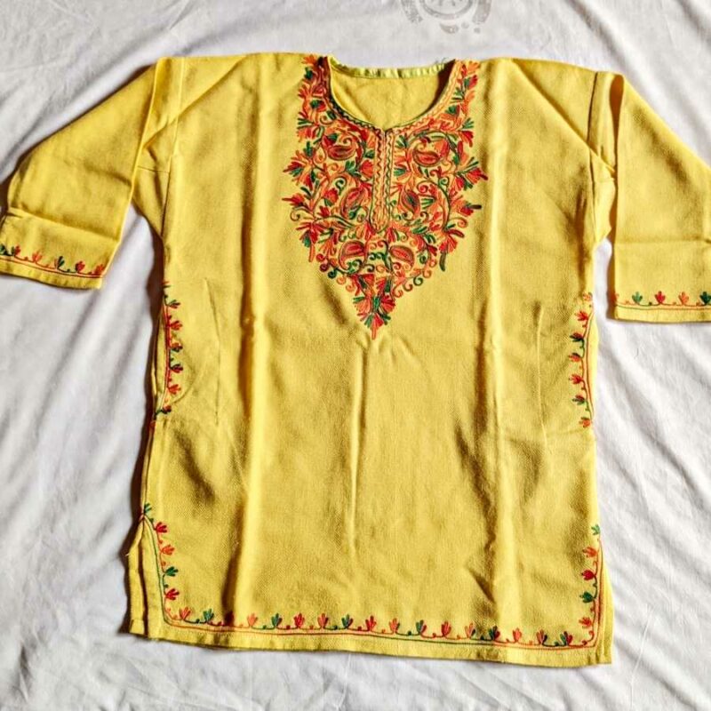 Yellow Multi Kids Traditional Kashmiri Pheran L24 - Gyawun
