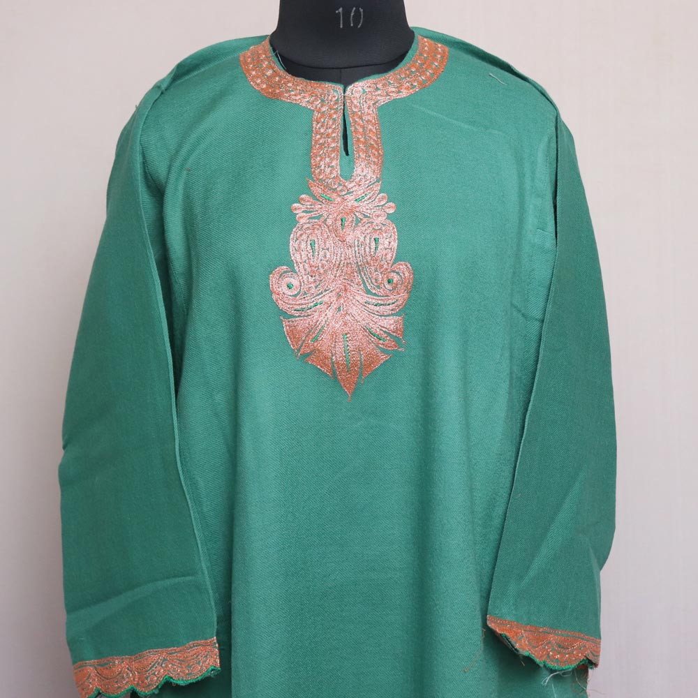 Green Raffal Pheran With Border Tilla - Gyawun