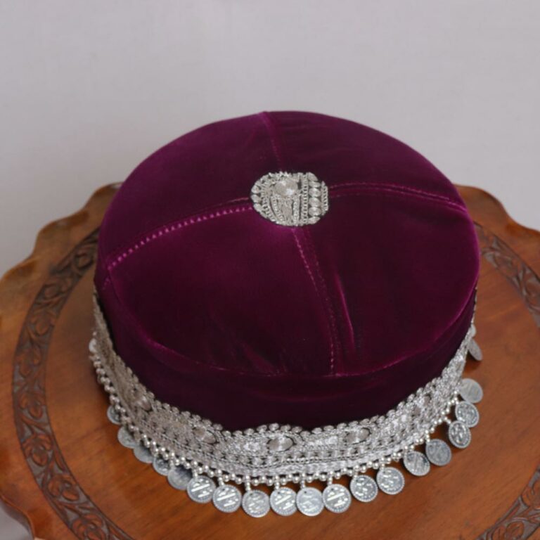 Purple Velvet Kashmiri Woman Cap - Gyawun