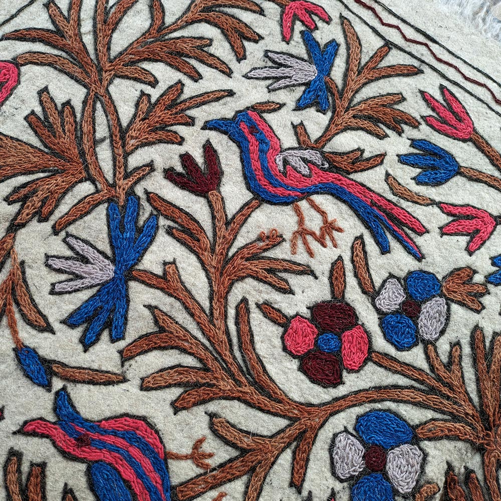 Pure Wool Handmade Birdy Namda Rug 3x5 - Gyawun