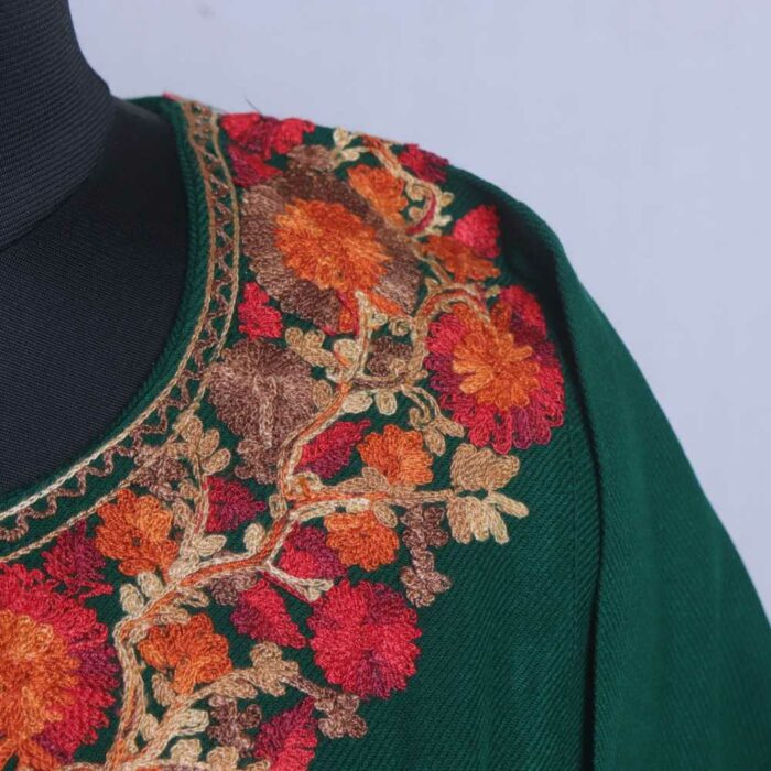 Gousia Green Kashmiri Feran With Ari Embroidery - Gyawun