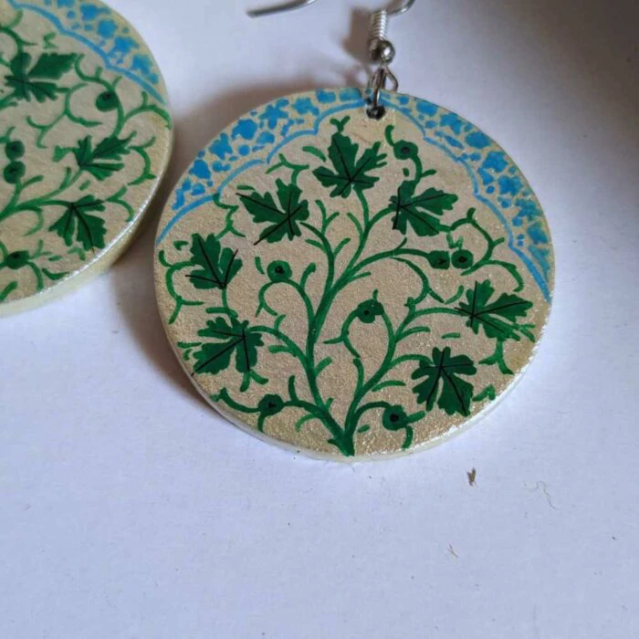 Green Blue Tree Paper Mache Earrings - Gyawun