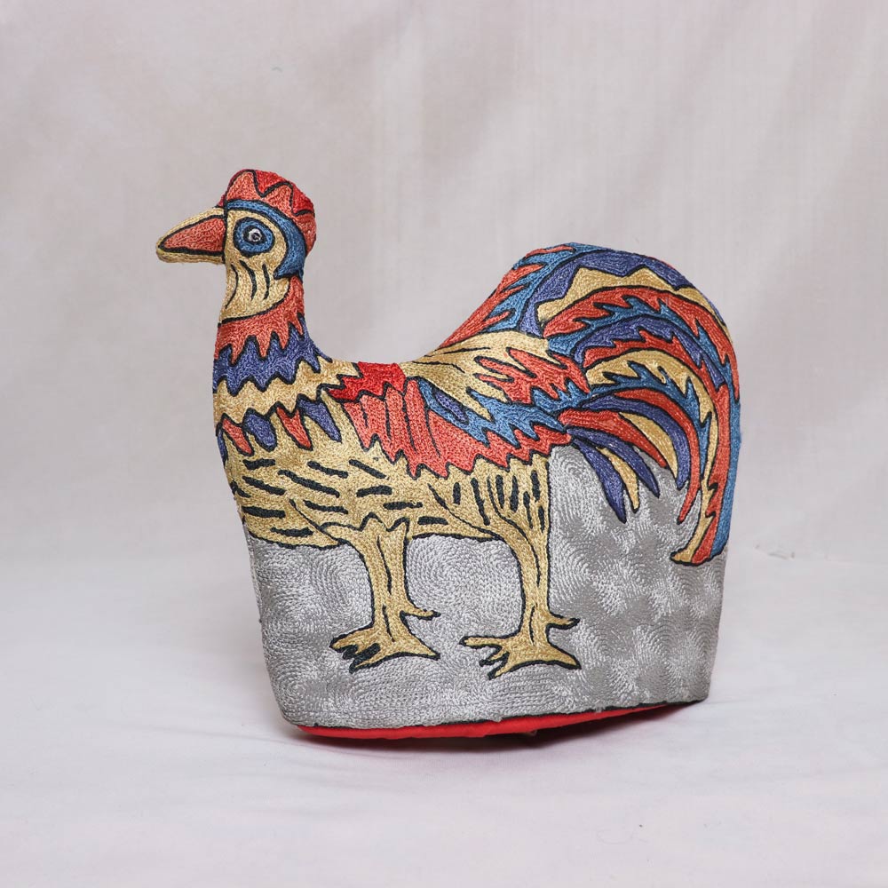 Charming Handmade Rooster Hen Chainstitch Quilted Tea Cozy - Gyawun
