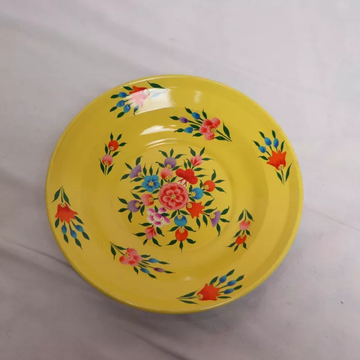 Hand Painted Kashmiri Enamelware Plate - Stainless Steel - Gyawun