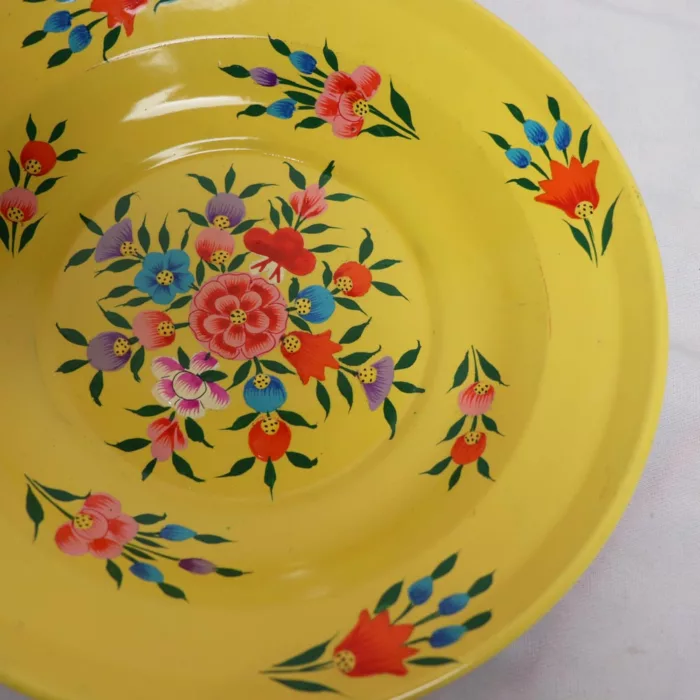 Hand Painted Kashmiri Enamelware Plate - Stainless Steel - Gyawun