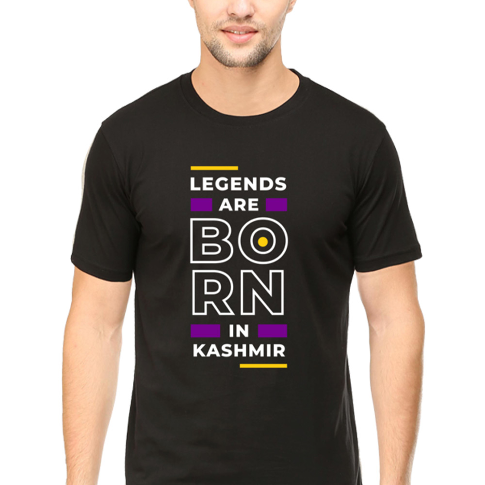 Legends are Born in Kashmir Black T-Shirt - Gyawun